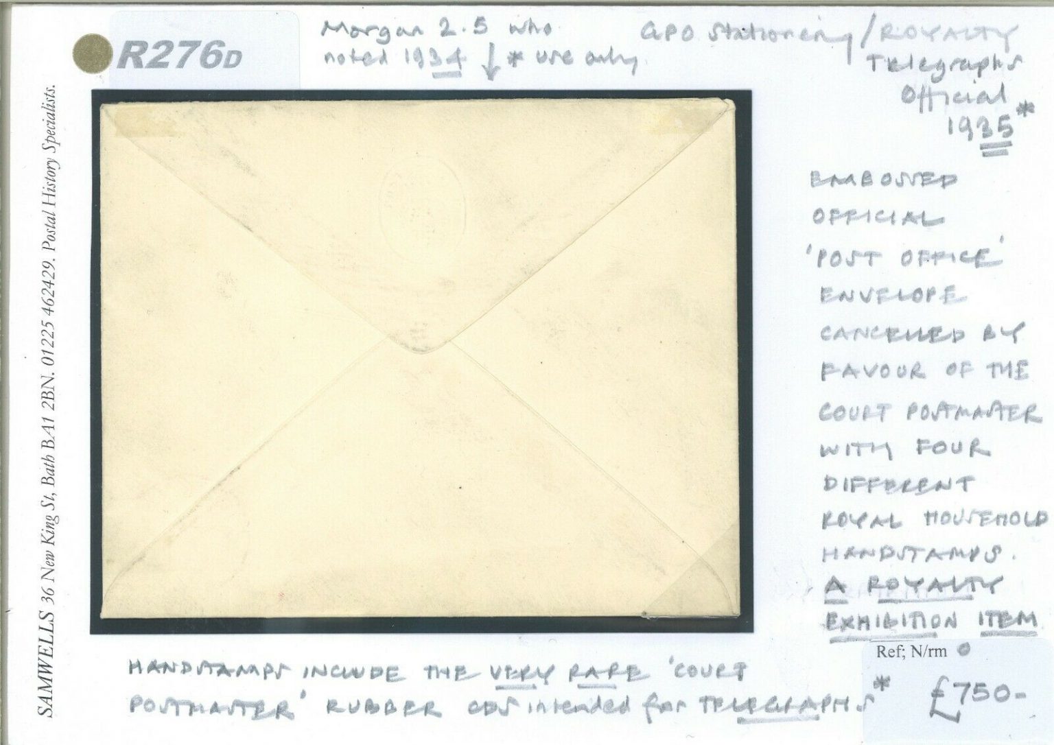 GB GPO OFFICIAL Card RARE ROYALTY POSTMARKS 1935 KGV {samwells-covers ...