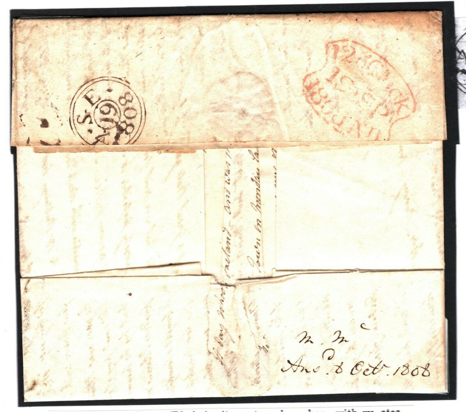 GB IRISH SEA MAIL London *Sloane St* Cover 1808 EL Letter SHIP QUAY ...