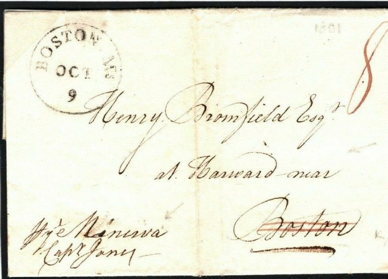 GB USA Transatlantic Cover 1801 HARVARD UNIVERSITY Henry Bromfield ...