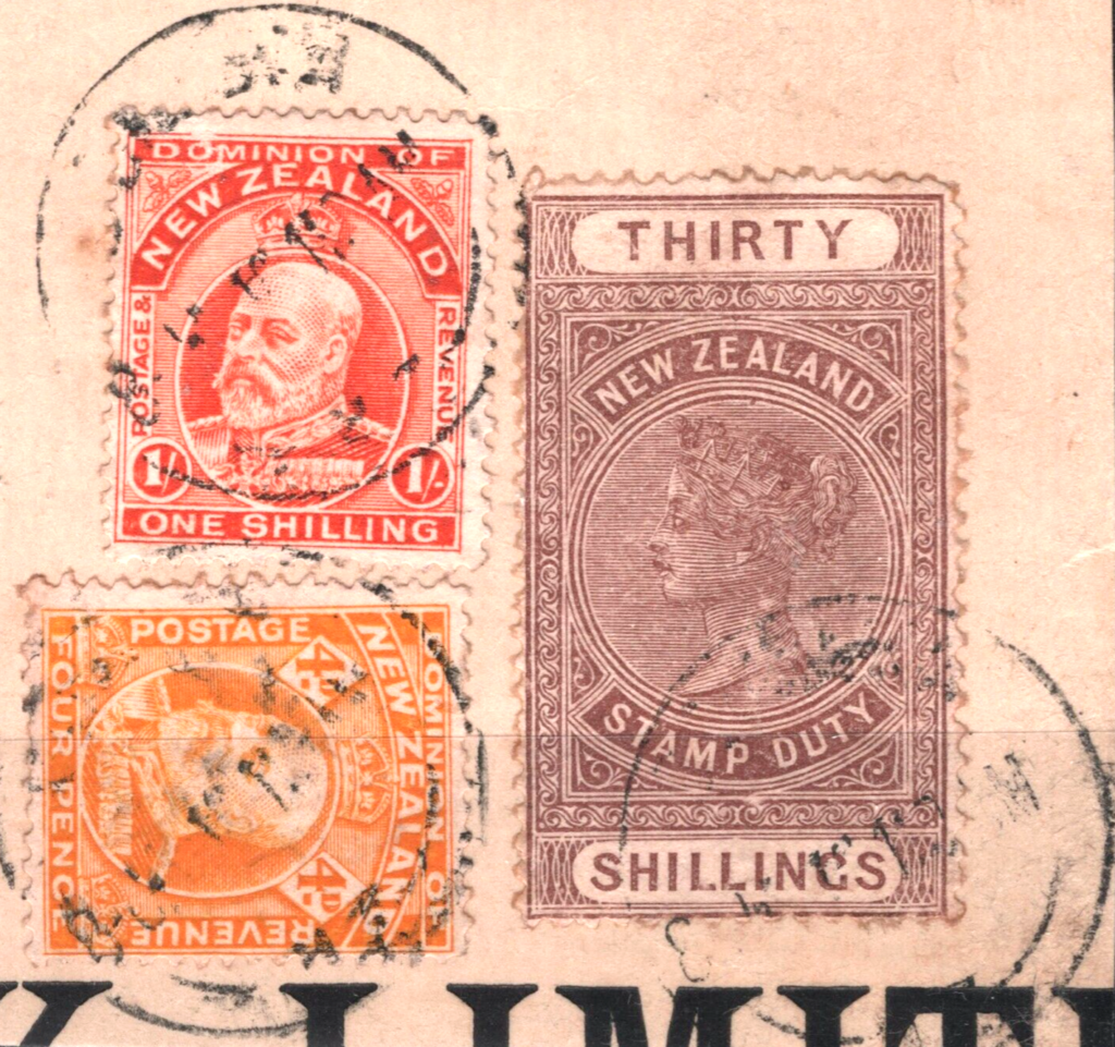 NEW ZEALAND QV POSTAL FISCAL 30s High Value RARE Postal Used KEVII ...