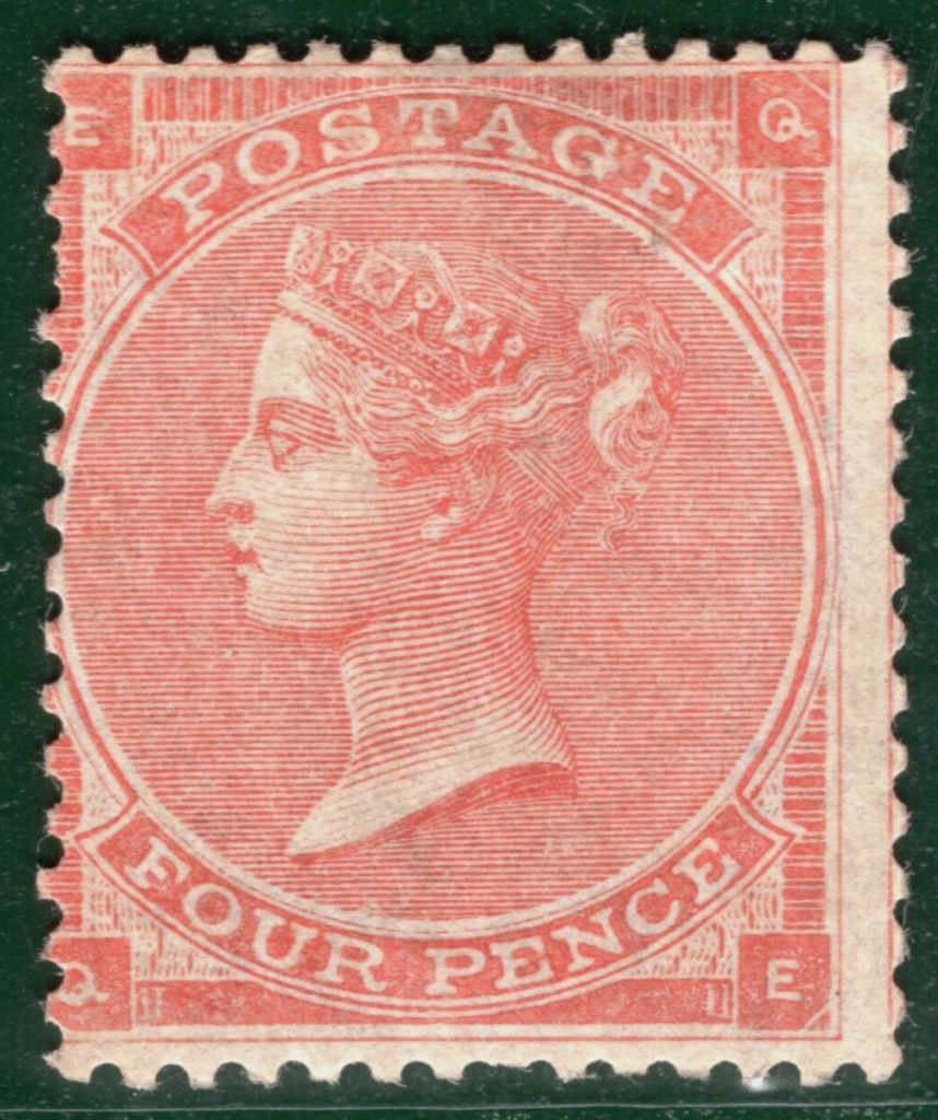 GB QV Stamp SG.82 4d Pale Red (Hairlines Plate 4) (1863) Mint Cat £ ...