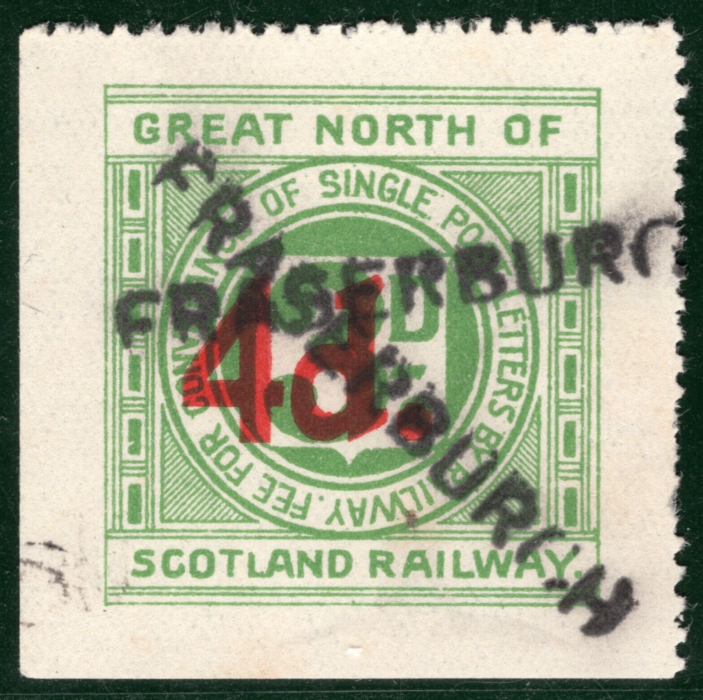 GB Scotland GNSR RAILWAY Letter Stamp 4d/3d *FRASERBURGH* STATION Used ...