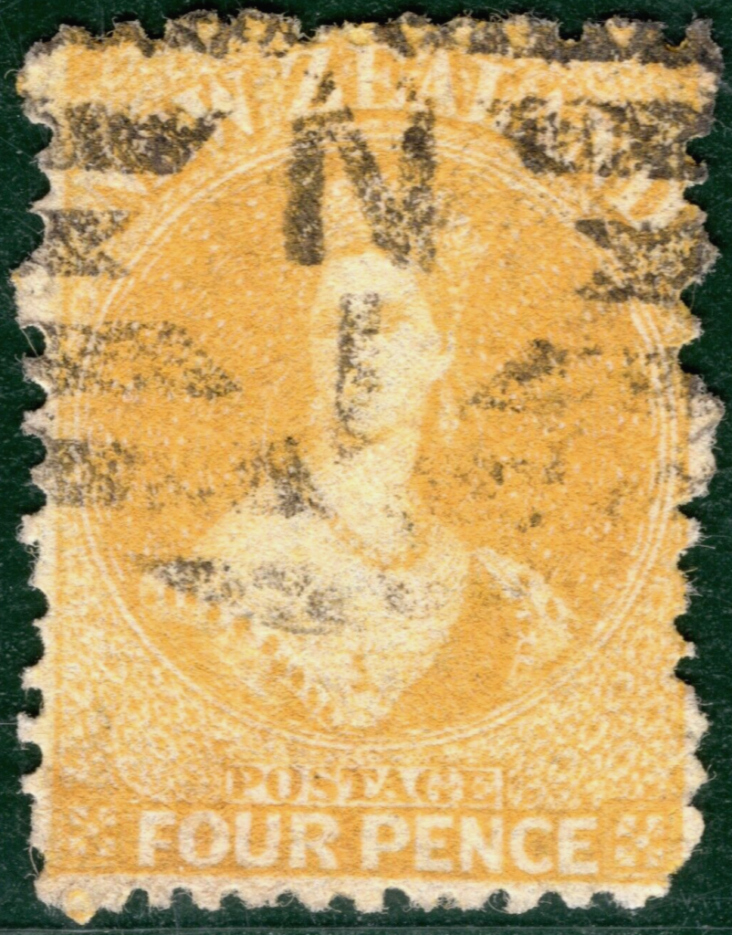 NEW ZEALAND QV Classic CHALON Stamp SG.120 4d Yellow (1866) *N/I* c£200 ...