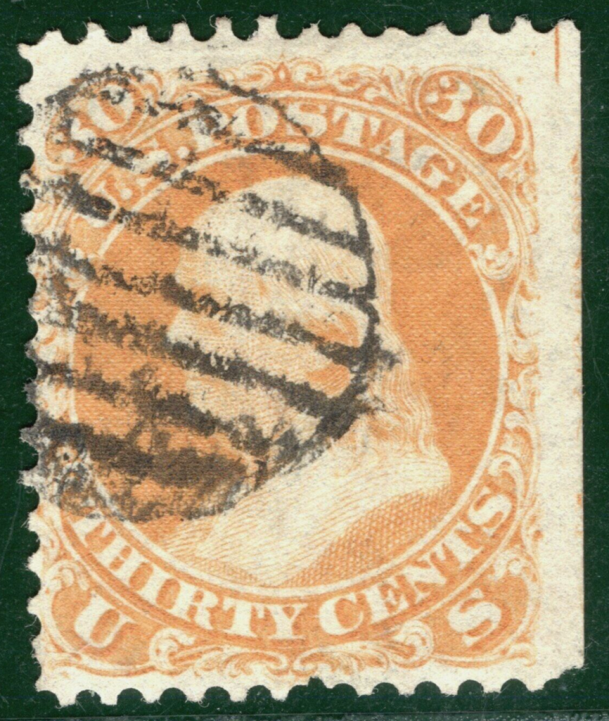 USA Classic Stamp Scott.71 30c Orange (1861-2) FRANKLIN Used Cat $250 ...
