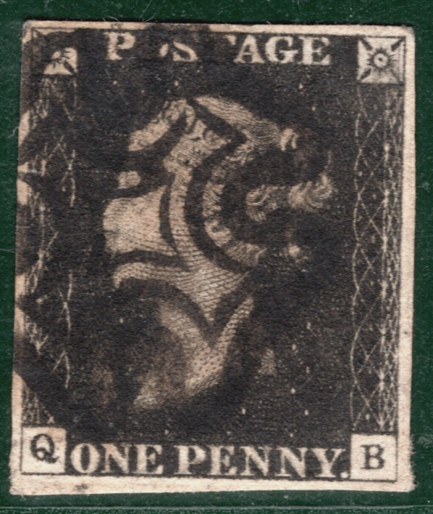 GB PENNY BLACK 1840 QV Stamp SG.2 1d Plate 8 (QB) Used Fine MX Cat £525 ...