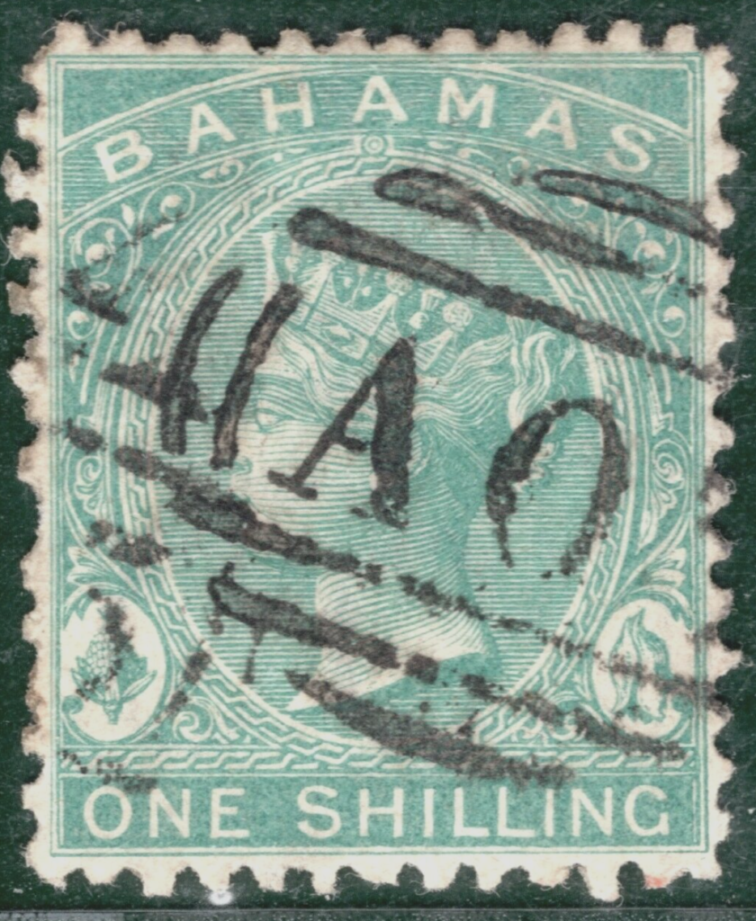 BAHAMAS QV Classic Stamp SG.38 1s Blue-Green (1863) Used Cat £300 ...