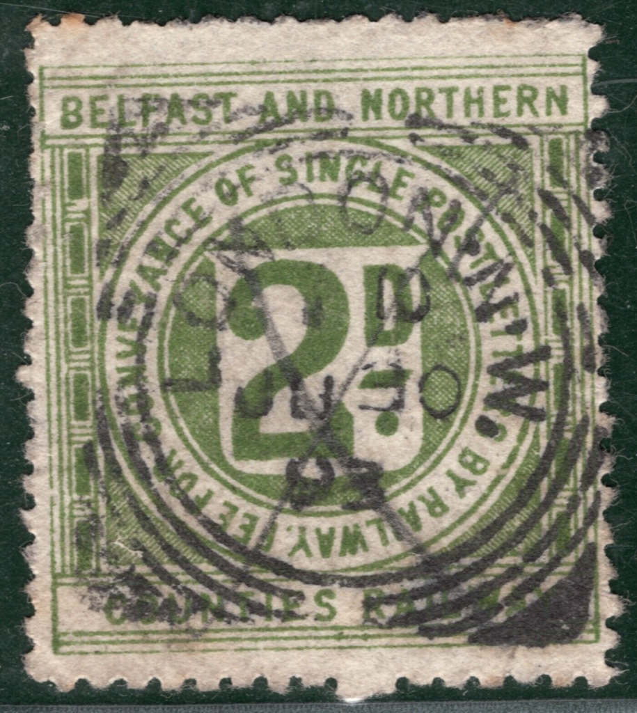 GB Ireland BELFAST & NORTHERN COUNTIES RAILWAY 2d Letter Stamp 1893 ...