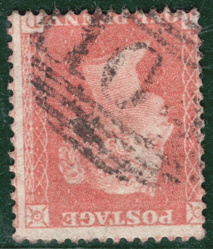 GB QV PENNY PALE RED/Blued Spec C8(9) Variety *INVERTED WATERMARK* RARE ...