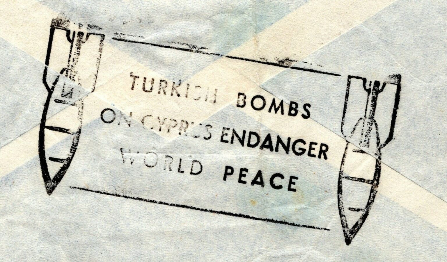 CYPRUS War Cover PROPAGANDA SLOGAN *TURKISH BOMBS* 1964 Commercial Air ...