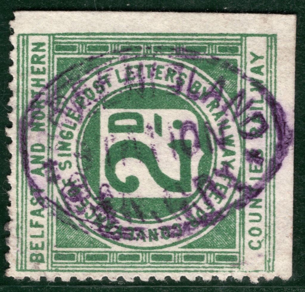 GB Ireland B&NCR RAILWAY Letter Stamp 2d Oval *GREEN ISLAND STATION ...