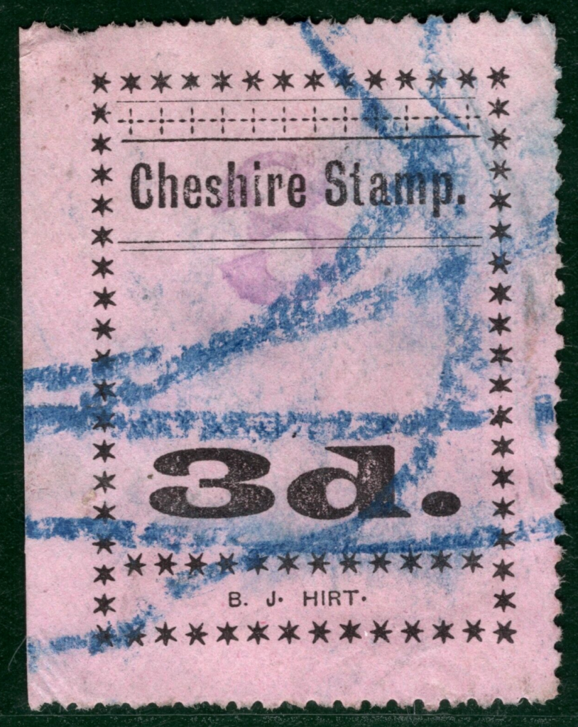 GB Local Parcel Stamp 3d Pink *CHESHIRE STAMP* Used (B.J.HIRT) RARE ...