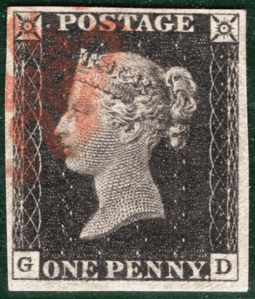GB ONE PENNY BLACK 1840 Stamp SG.2 1d Plate 2 (GD) Used Red MX Cat £375 ...