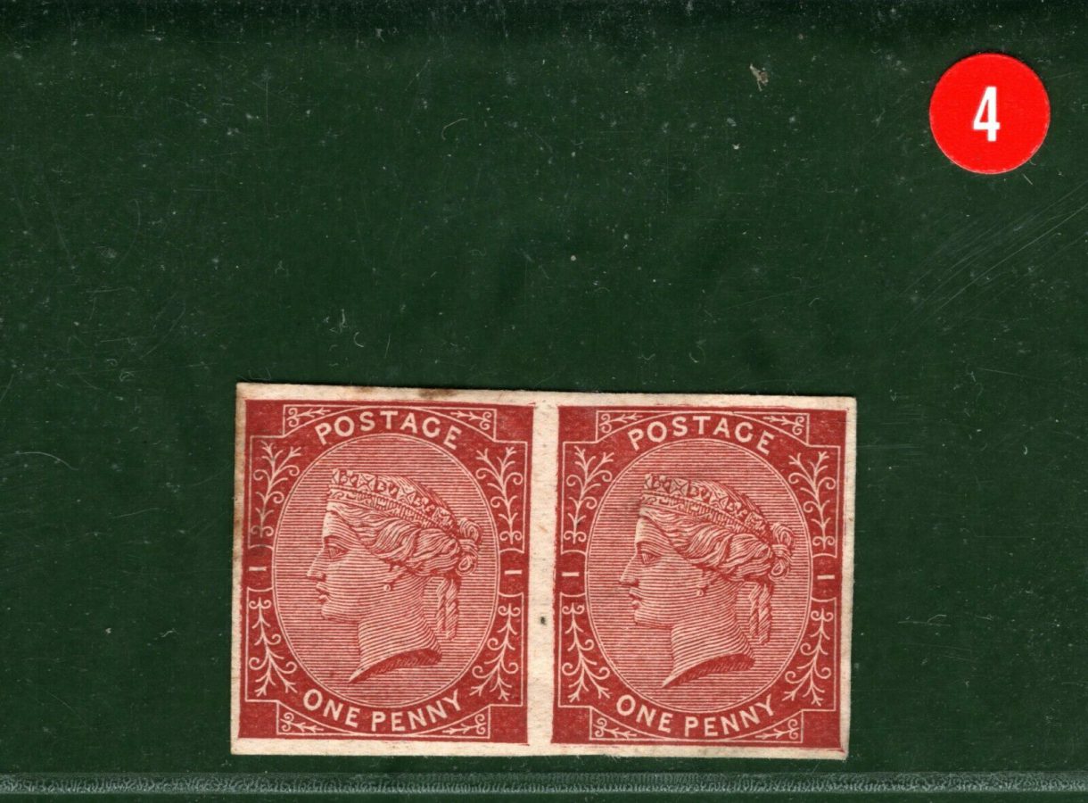 GB QV PROOF Stamp TENDER ESSAYS 1d Red Imperf' Pair (1879) *Perkins ...