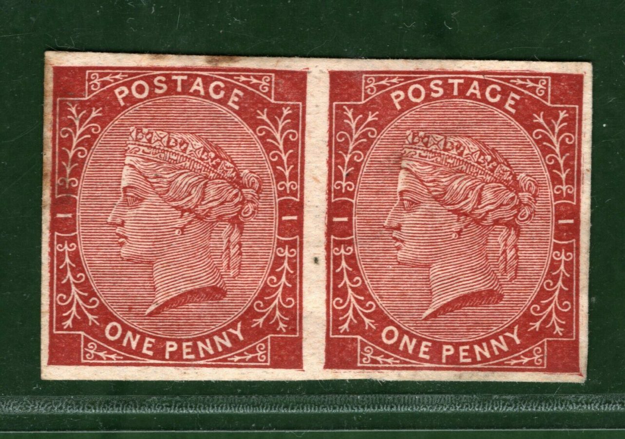 GB QV PROOF Stamp TENDER ESSAYS 1d Red Imperf' Pair (1879) *Perkins ...