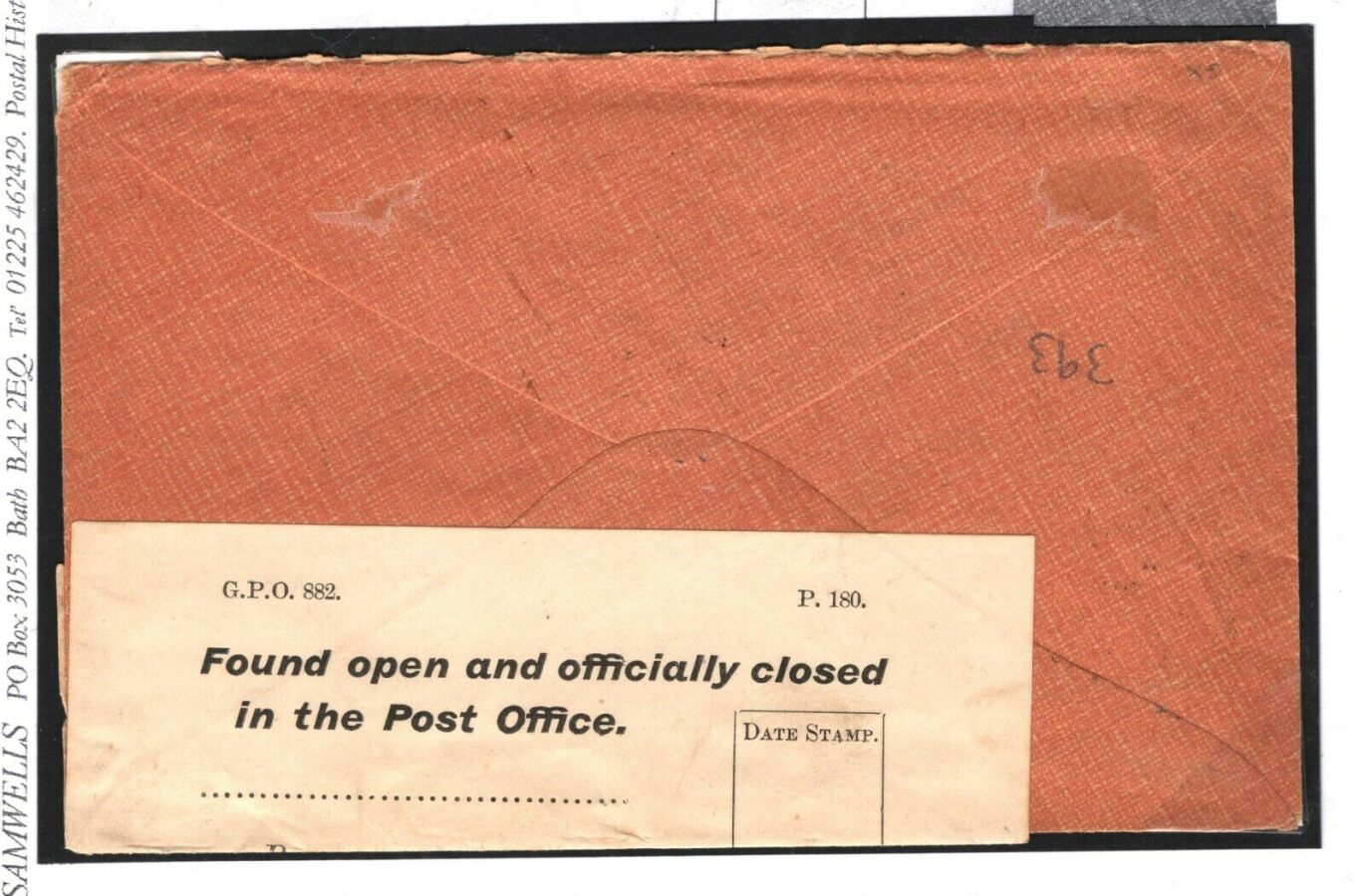 SOUTH AFRICA Early WW1 Censor 1914 Cover Officially Sealed PO Label ...