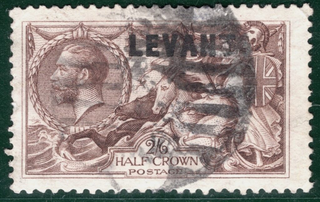 BRITISH LEVANT KGV SEAHORSE High Value SGL24a 2s/6d Olive Brown Used c£ ...
