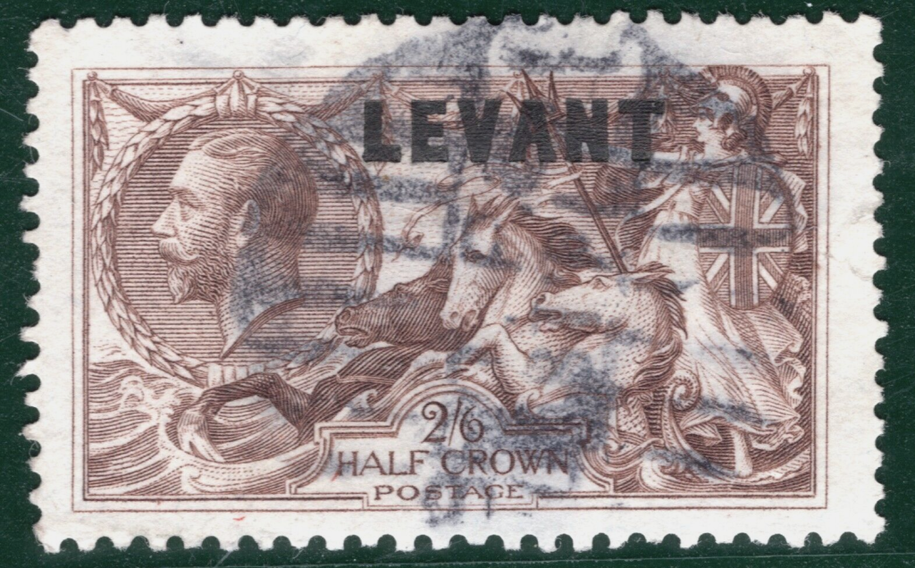 BRITISH LEVANT KGV SEAHORSE High Value SGL24a 2s/6d Olive Brown Used c£ ...