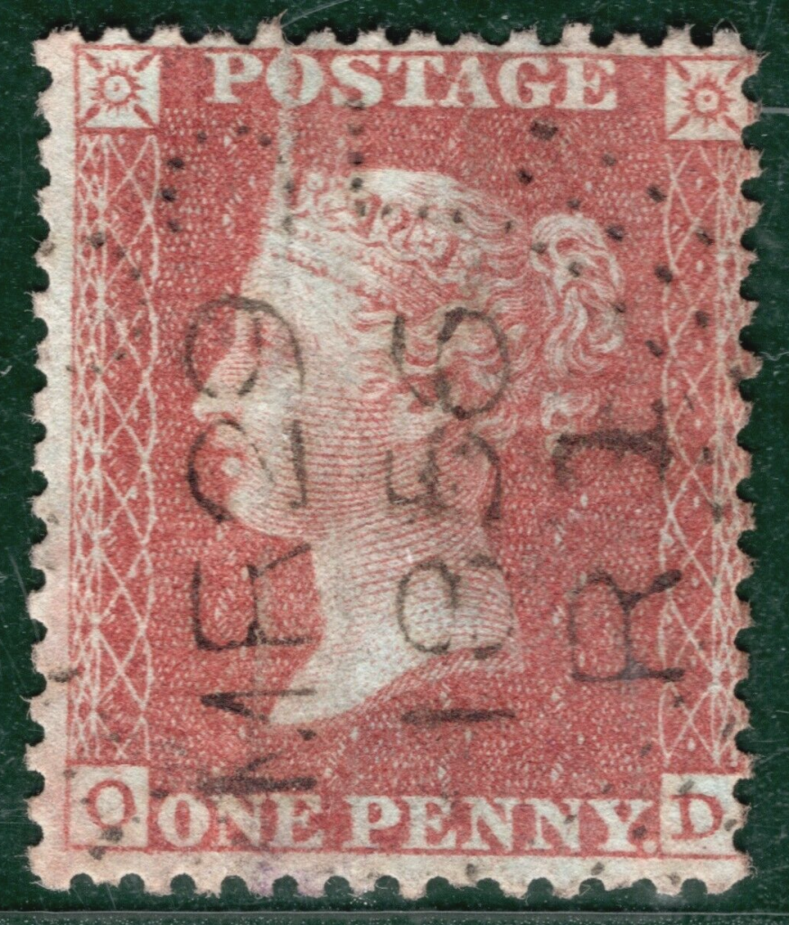 GB QV PENNY RED SG.29 1d (OD) *LIVERPOOL* TRIAL DOTTED 1856 CDS Very ...